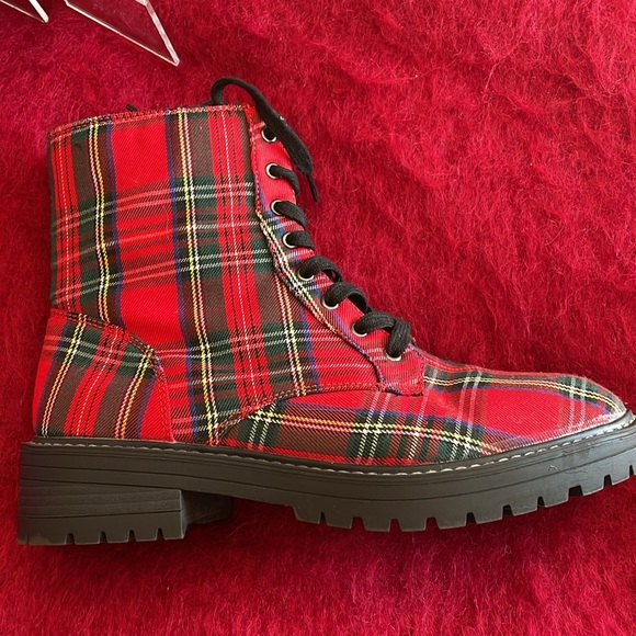 True Craft | Shoes | True Craft Korri Combat Boots Buffalo Plaid Red ...